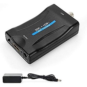CVBS BNC to HDMI Converter, Composite BNC and Audio Input to HDMI Output Adapter with 720P/1080P Switch, Transfer Analog Video Signal from CCTV Security Camera to HD Monitor Projector Computer