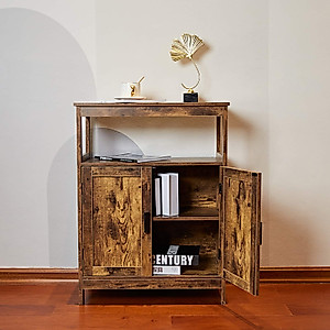 Tianlang Retro Industrial Storage Cabinet, Cupboard with 1 Adjustable Shelf and 2 Doors, Multifunctional Cabinet for Living Room, Kitchen, Enterway, Stable Wood Frame, Retro Brown LJBC002F