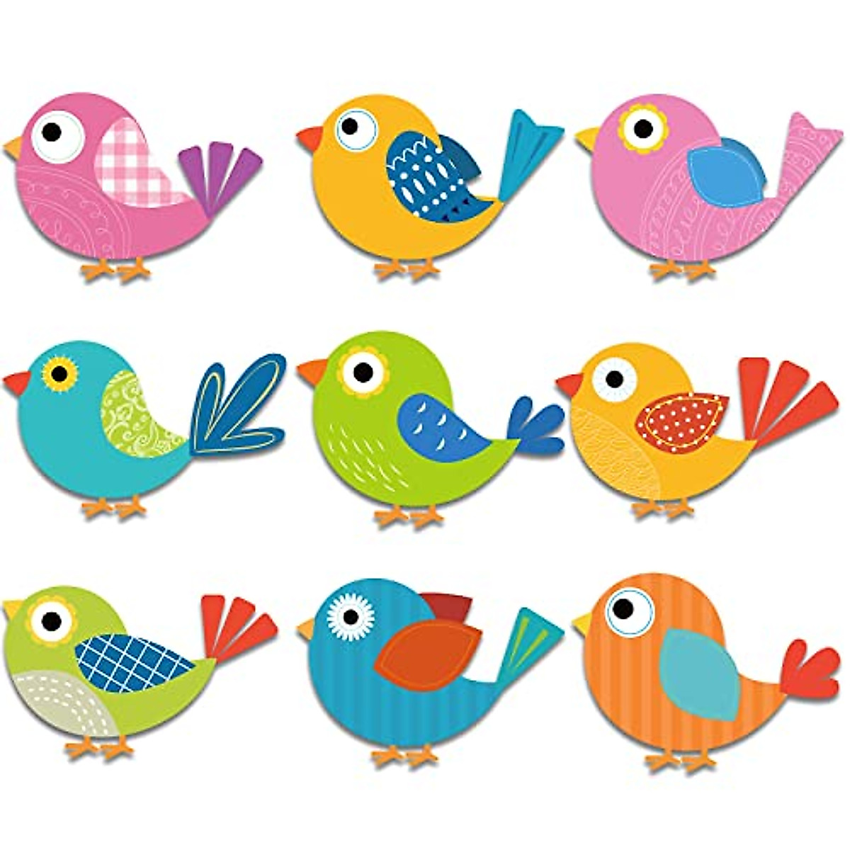 Colorful 45-Piece Boho Birds Cutouts for Decor