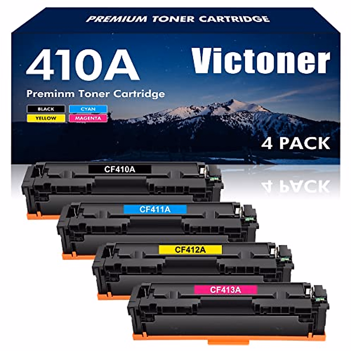 410A Toner Cartridge Replacement for HP 410A Color Pro MFP M477fnw M477fdw M452dn M452nw M477fdn M452dw CF410A CF411A CF412A CF413A Printer (Black Cyan Yellow Magenta, 4-Pack)