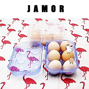 JAMOR 6 Grid Egg Storage Box Refrigerator Crisper Egg Protection Box Portable Egg Carriage Container For Camping Picnic Essential (White)