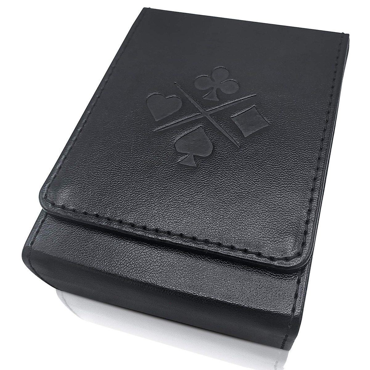 Luck Lab Single Deck Leather Playing Card Case/Holder - Black- Fits Poker and Bridge Size Cards