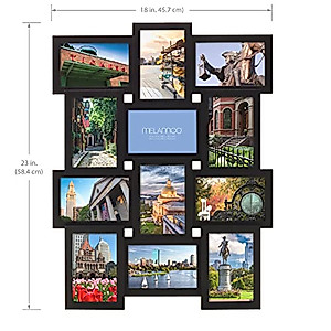 Melannco 12 Opening Collage Frame, Displays 4x6 and Six 6x4 Inch Photos, Black