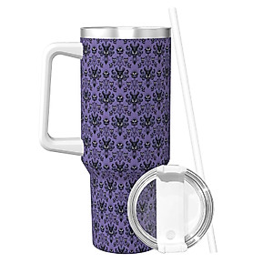 Haunted Mansions Print Insulated 40 Oz Stainless Steel Coffee Cup Thermos Travel Home Office Use Outdoor