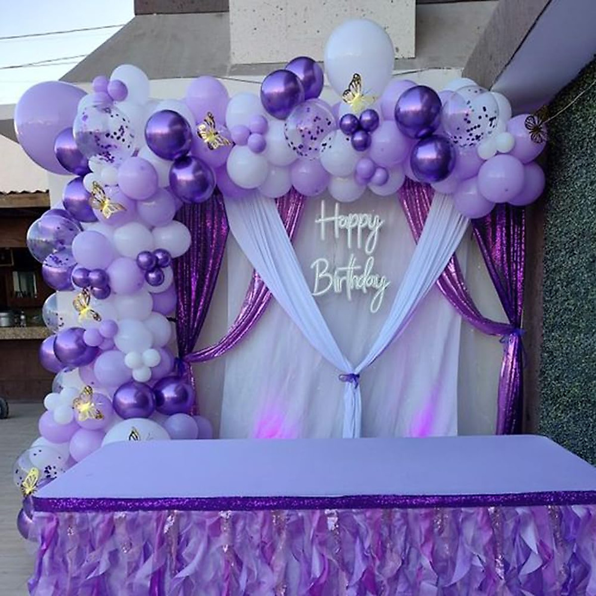 DUILE 60Pcs Metallic Purple and White Latex Lavender Lilac Balloons 12inch Purple Confetti Balloons for Birthday Bridal Shower Wedding Party Decorations