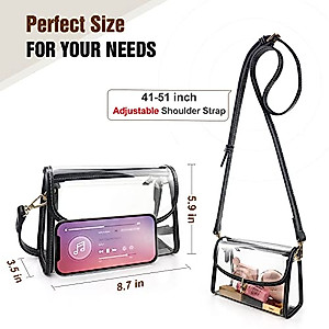 COROMAY Clear Purse for Women, Clear Crossbody Bag Stadium Approved, Fashion Clear Purses with Vegan Leather Trim
