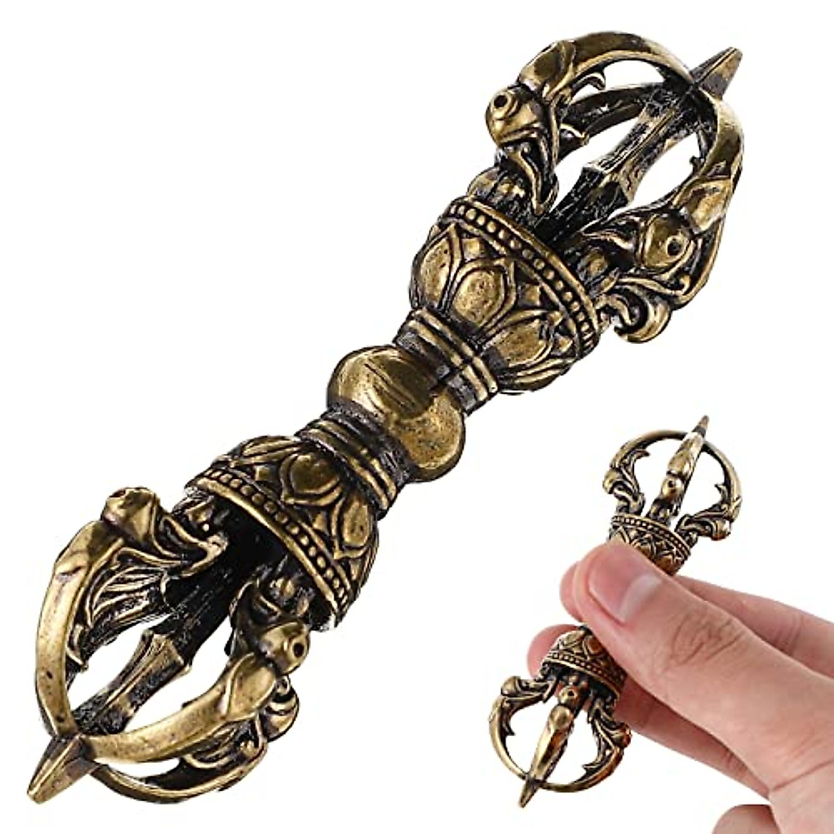 Homoyoyo Buddhist Dorje Vajra Pestle Brass Craft Ornament Retro Antique Buddha Pendant Charms for DIY Keychain Car Decor Buddhism Supplies