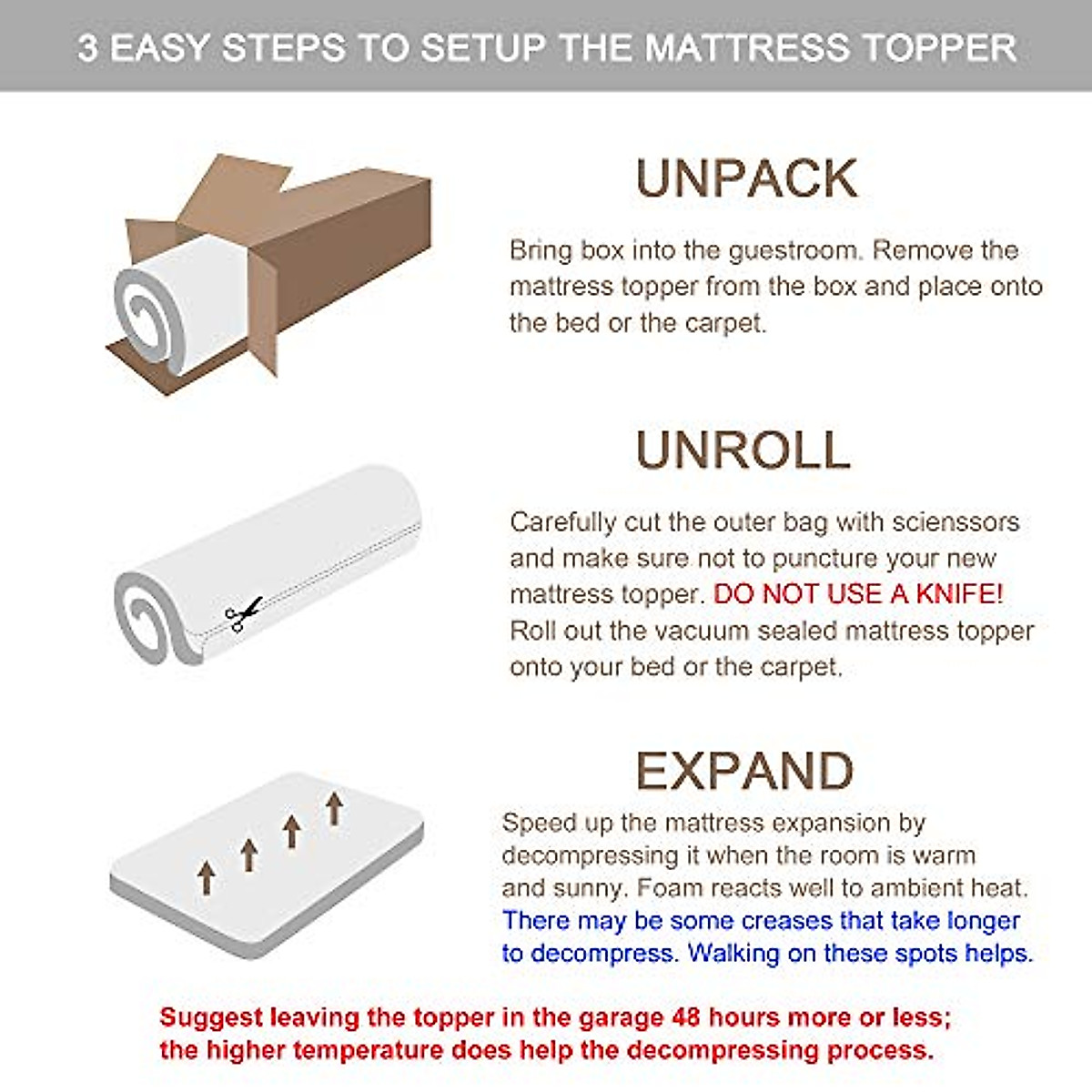 VLAVEN 3-Inch-Twin Pad, Mattress Topper, Black