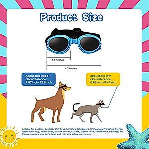 FranyyCo Small Dog Sunglasses UV Protection Goggles with Adjustable Straps, Conditionable at Nose Bridge, Frame with Breathing Holes and High Density Sponge, Windproof Dustproof Anti-Fog Glasses