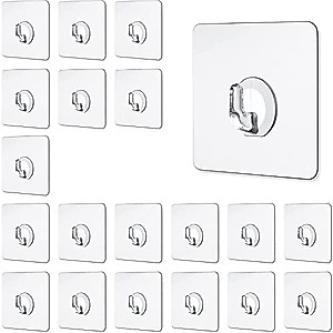 Dsisskai 20PCS Adhesive Wall Hooks Shower Razor Holder,Seamless Transparent Adhesive Hooks,Waterproof and Oilproof,Wall Hooks for Hanging Keys Coats Hats Bags Ceiling Office Outdoors (white)