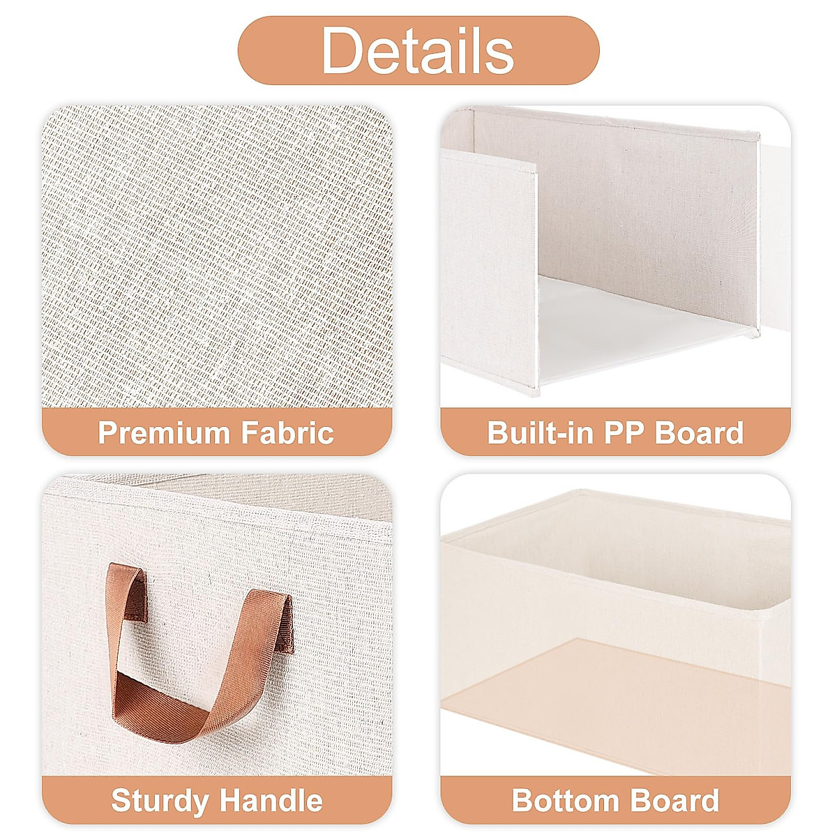 DAZUINIAO Large Storage Bins for Shelves Fabric Storage Baskets for Organizing Clothes Collapsible Closet Organizers and Storage Bins with Handles Foldable Storage Boxes 3 Pack