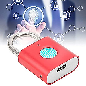Smart Padlock Locker Lock: 2-Pack Blue & Red - Mini Fingerprint Padlock eLinkSmart Gym Lock with Colourful Metal 20 Fingerprints Keyless fits School Bag Luggage Toolbox Gym Locker