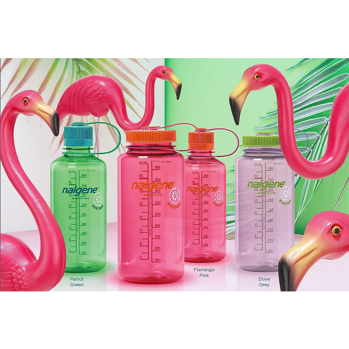 Nalgene Sustain Tritan BPA-Free Water Bottle Made with Material Derived from 50% Plastic Waste, 32 OZ, Wide Mouth, Dove Gray