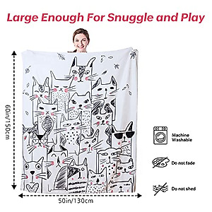 BQH Cat Throw Blanket for Cat Lovers Cute Blankets Cat Plush Blanket Cat Blanket for Women Cat Themed Gifts for Women (50 * 60inchs,NewCat6)…