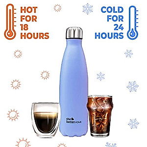 The Better Home 500 Stainless Steel Insulated Water Bottle 500ml | Thermos Flask 500ml | Hot and Cold Steel Water Bottle 500ml | Food Grade & BPA Free Insulated Water Bottles (Pack of 2)
