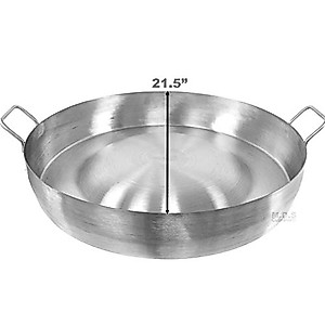 Comal Convex 21.5” Stainless Steel Panza Arriba Heavy Duty Commercial Mexican Griddle Extra High Rim