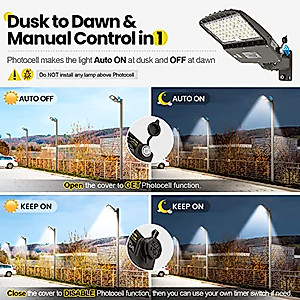 YARBO 200W LED Parking Lot Light 180W 150W Tunable, 32000LM (160LM/W) 5000K Parking Lot Light, Dimmable LED Shoebox Lights with Dusk to Dawn Photocell, Outdoor Pole Light, Arm & Slip Fitter in 1 Mount