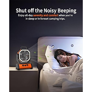 ADUST Camping Fan Battery Operated Powered Fan with LED Lantern Light 20000mAh Rechargeable Portable Fan, Oscillating Fan with 360° Rotation Hanging Hook for Tents, Cordless USB Desk Fan(Orange)