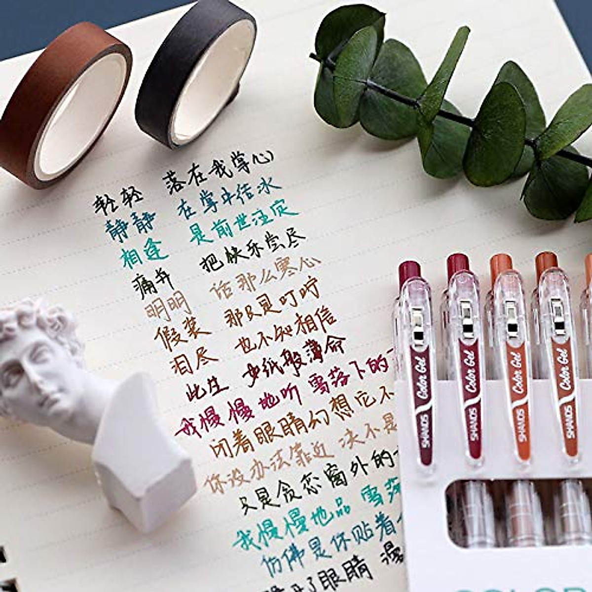 Morandi Colored Gel Ink Pens Retractable 0.5mm Fine Point Assorted Colors for Bullet Journal/To Do List/Making Notes/Art Painting, Pack of 9 (Nordic Style)