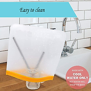 WeTest PEVA Reusable Food Bags,5-Pack Leakproof Ziplock Gallon Freezer Bags for Sandwich,Fruit,Snack,Meat,Meal Prep,Home Organization,Orange