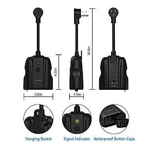 Outdoor Smart Plug, TESSAN WiFi Outlet Works with Alexa, Google Assistant, 2 Individual Socket Outside Power Strip Waterproof Timer Extension Cord with Switch for Lights and 2HP Pool Pump