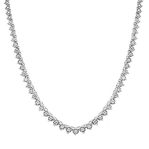 Beyond Brilliance 1.00 Carat Illusion Set Natural Diamond Tennis Necklace (I-J, I3) in Sterling Silver | Miracle Plated Round Cut | Diamond Jewelry for Women | Gift for Her | Gift Box Included
