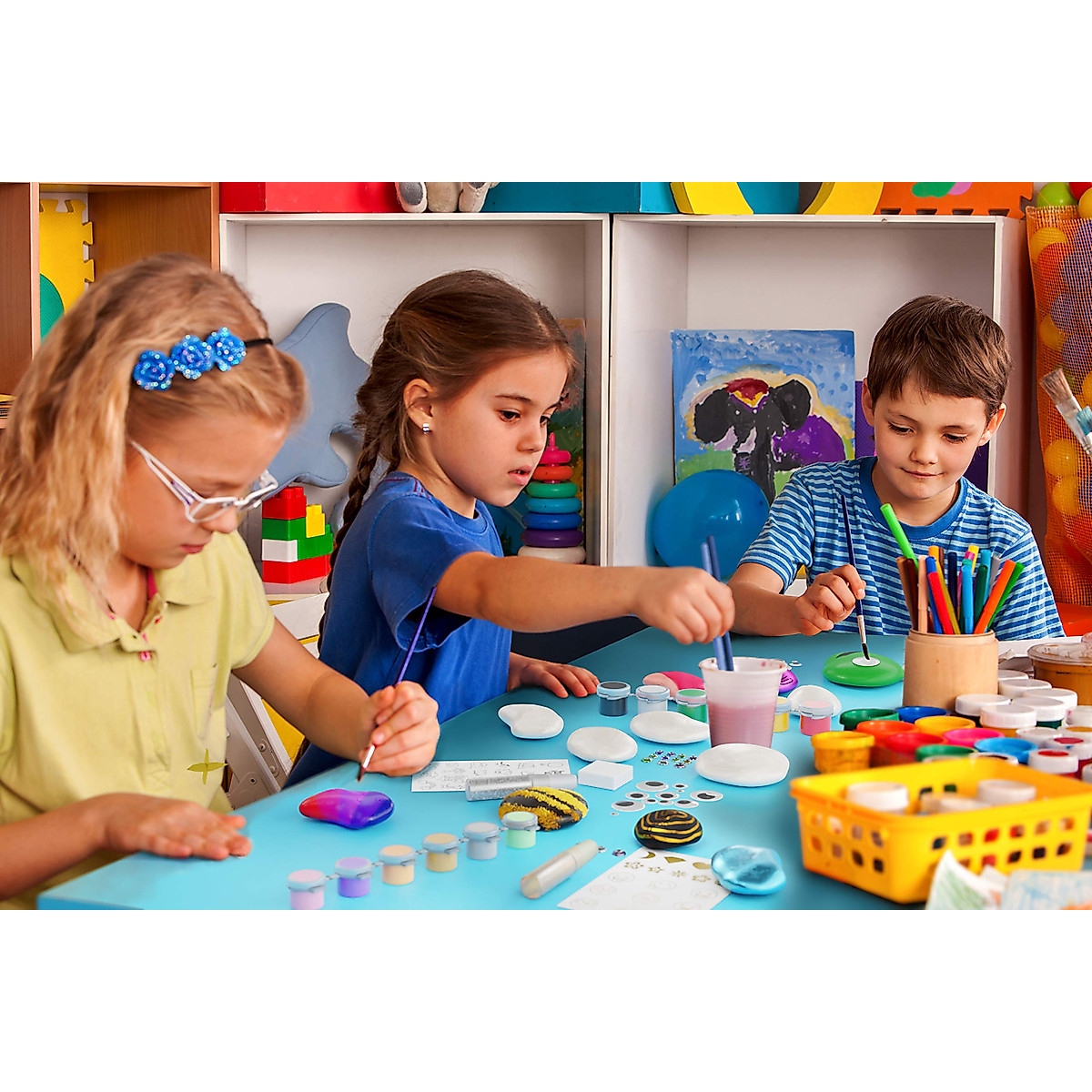 Rock Painting Kit for Kids - Arts and Crafts for Girls & Boys Ages 6-12 - Easter Craft Kits Art Set - Supplies for Painting Rocks - Best Tween Paint Gift Ideas for Kids Activities Age 6 7 8 9 10 11