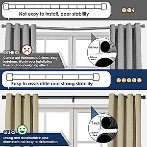 Rustic Curtain Rod, 1 Inch Curtain Rods for Windows 168 to 240 Inches, Blackout Wrap Around Curtain Rod, for Indoor and Outdoor, Simple Modern Design, 30 to 240 Inches, Black