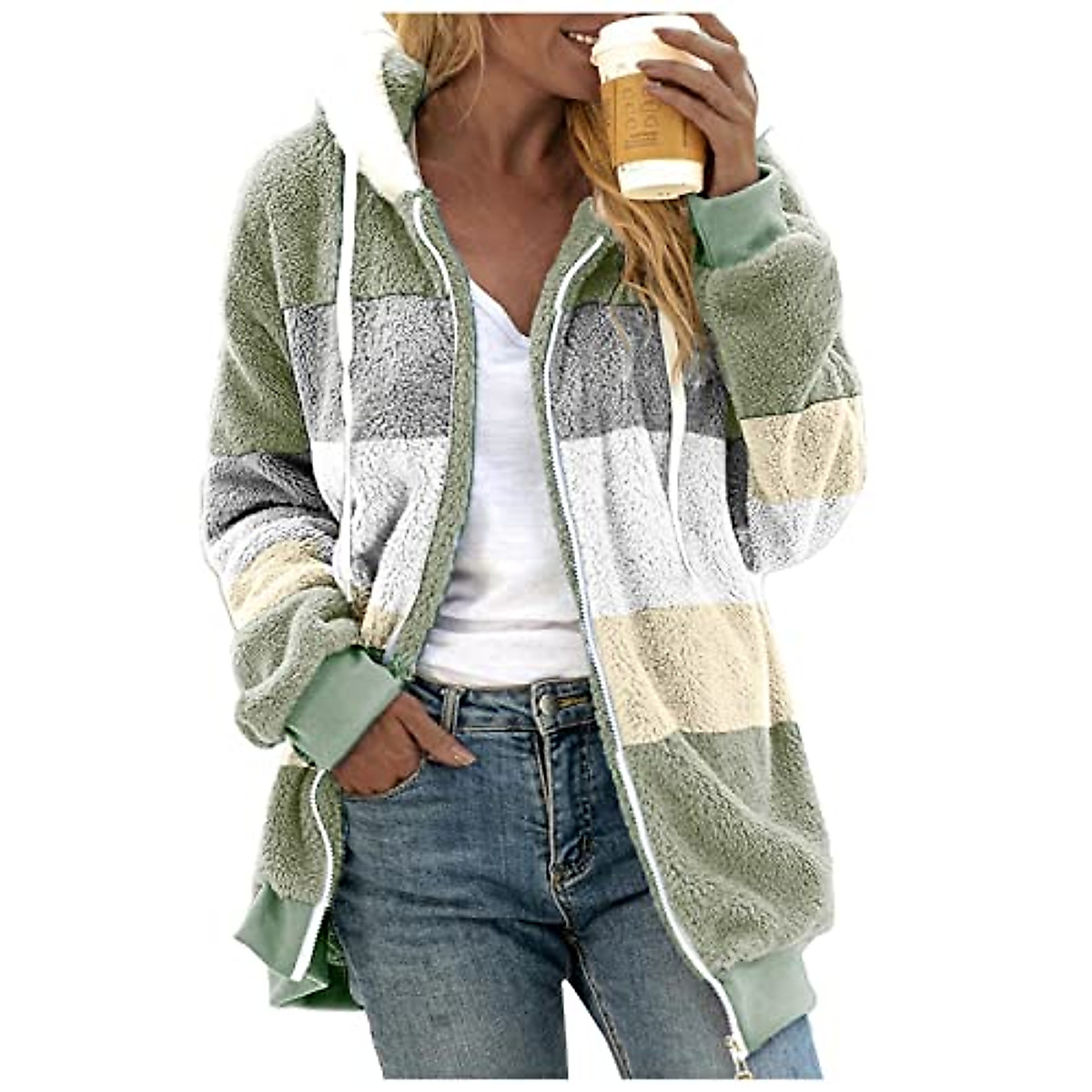 Woman Coat Cardigan with Pockets for Women Cashmere Sweaters for Women Grey Zip up rain Coat for Women Waterproof Fall Jackets for Women 2023 3/4 Ruched Sleeve Womens Winter Jacket Thanksgiving