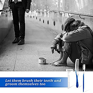 150 Pcs Disposable Toothbrushes and Comb Razors Bulk Individually Wrapped Soft Bristle Travel Toothbrush Kit Hair Combs Stainless Steel Blade Shaving Razors for Homeless Hotel Nursing Home Charity