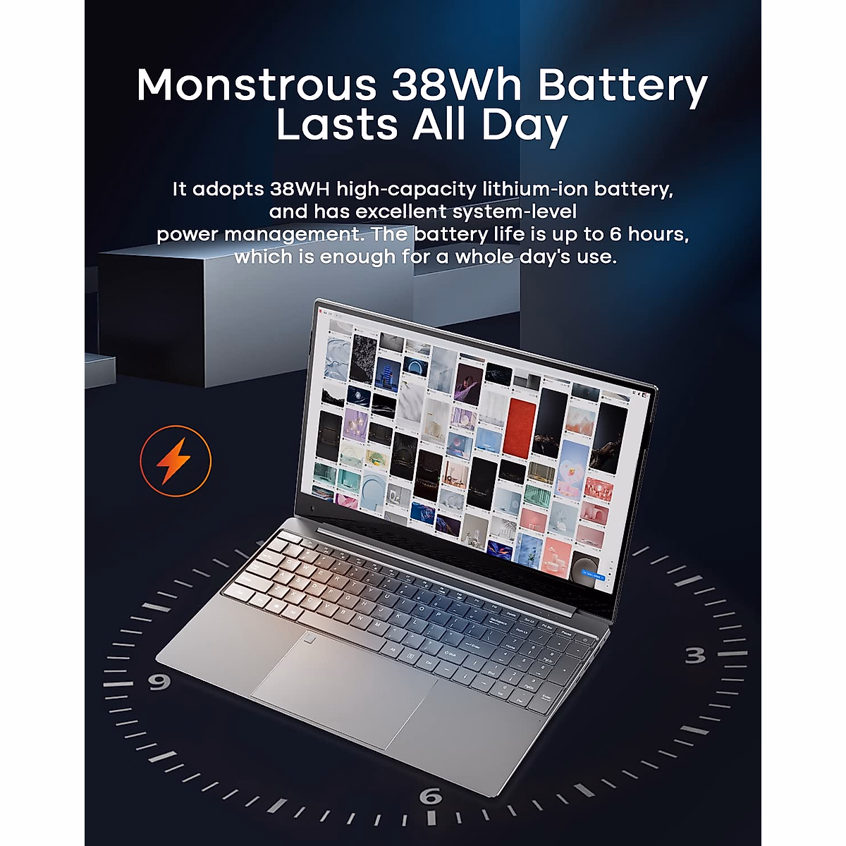 DERE Laptop with Fingerprint Unlock 15.6" Laptop Computer with Full-Size Backlit Keyboard Intel Celeron N5095 Processor 12GB DDR4+256GB SSD, 1920x1080 FHD Windows 10, 5G WiFi, USB 3.0 MBook M11 Silver