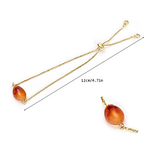 MTJAHPS Carnelian Bracelet, 14K Gold-Covered Chain, Adjustable Bracelet for Women