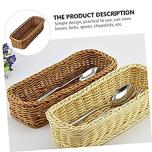 UPKOCH 3pcs Vegetables Tote Imitation Containers Bins Plastic Rattan Handmade Food Rectangular Wicker Snack S Fruit Dinnerware Poly Woven Napkins Kitchen Silverware Basket Holders