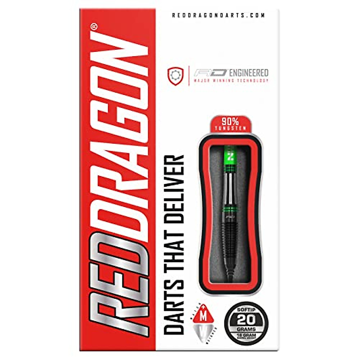 RED DRAGON Slipstream 18 Gram Softip Premium Tungsten Darts Set with Flights and Stems