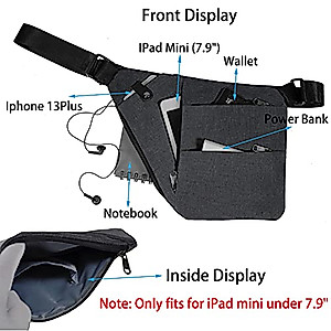 Strangefly Slim Sling Bag Anti-Theft Personal Pocket Bags Chest Side Body Backpack Compact Small Single Crossbody Shoulder Daypacks for Men Women (Black)