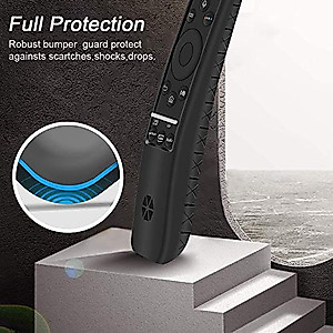 Silicone Protecitve Case Cover Holder Compatible for Samsung New Smart TV Remote Control BN59 Series,[Thicken Layer]Shockproof Anti Slip Curved Samsung Remote Battery Back Skin Sleeve Protector-Black