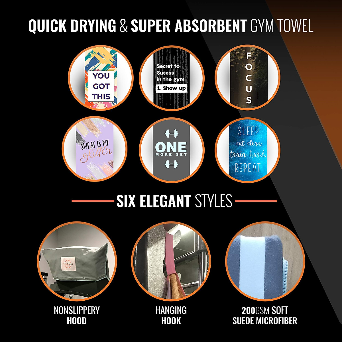 Fitness workout towels, perfect for gym, hood fits over gym bench, absorbes sweat, comfortable, compact, Peloton accessory, yoga, beach, camping & travel quick drying Microfiber for men & women.