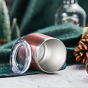 MUCHENGHY 12 oz Wine Glass Tumbler Bulk with Lid, Stainless Steel Double Wall Vacuum Insulated Stemless Wine Glass, Insulated Travel Wine Cup for Champaign, Cocktail, Christmas