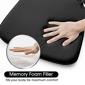 Basic Beyond Kitchen Chair Cushions Set of 4, U Shaped Memory Foam Chair Cushion with Ties, 17 x 16 inches Soft Plush Velvet Chair Pads for Dining Chairs(Black)