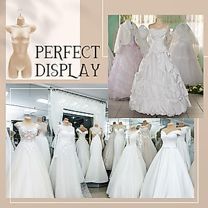 Kigley 12 Pcs Female Mannequin Torso Hanging Mannequin Flesh Colored Dress Form Hollow Back Thickened Plastic Female Clothing Mannequin with Hanging Hook for Clothes Display, 31.1 x 16.1 Inch