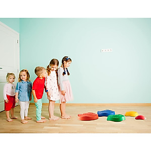 BEJOY Balance Stepping Stones for Kids Portable Stepping Blocks with Non-Slip Rubber Grips River Stones Indoor & Outdoor Toy for Kids 5 pcs