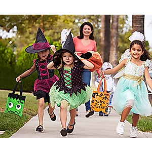 MISS FANTASY Halloween Non-Woven Bags Trick or Treat Tote Gift Bags Bulk 11.8'' x 8.6'' Party Goodie Bag with Handles for Halloween 16 Pack
