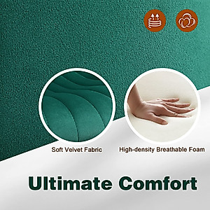 Youhauchair Modern Bar Stools Set of 2, Velvet Height Adjustable Swivel Barstools, Armless Kitchen Island Counter Chairs with Back & Footrest, Green