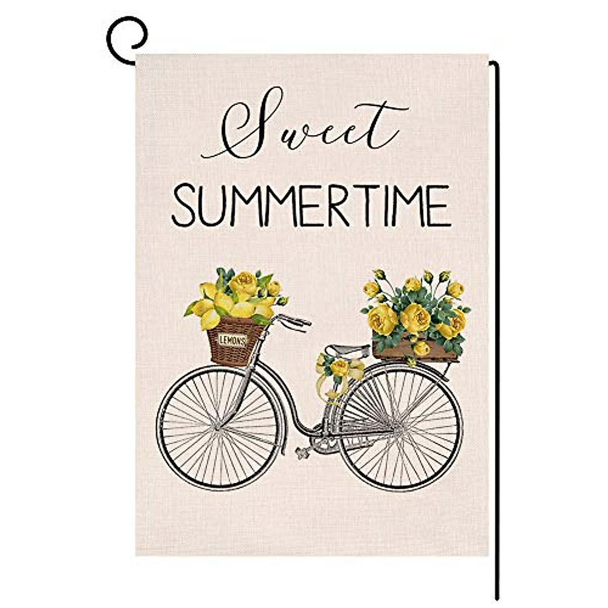 Summer Garden Flag Vertical Double Sided Lemon Farmhouse Burlap Yard Outdoor Decor 12.5 x 18 Inches (110496)