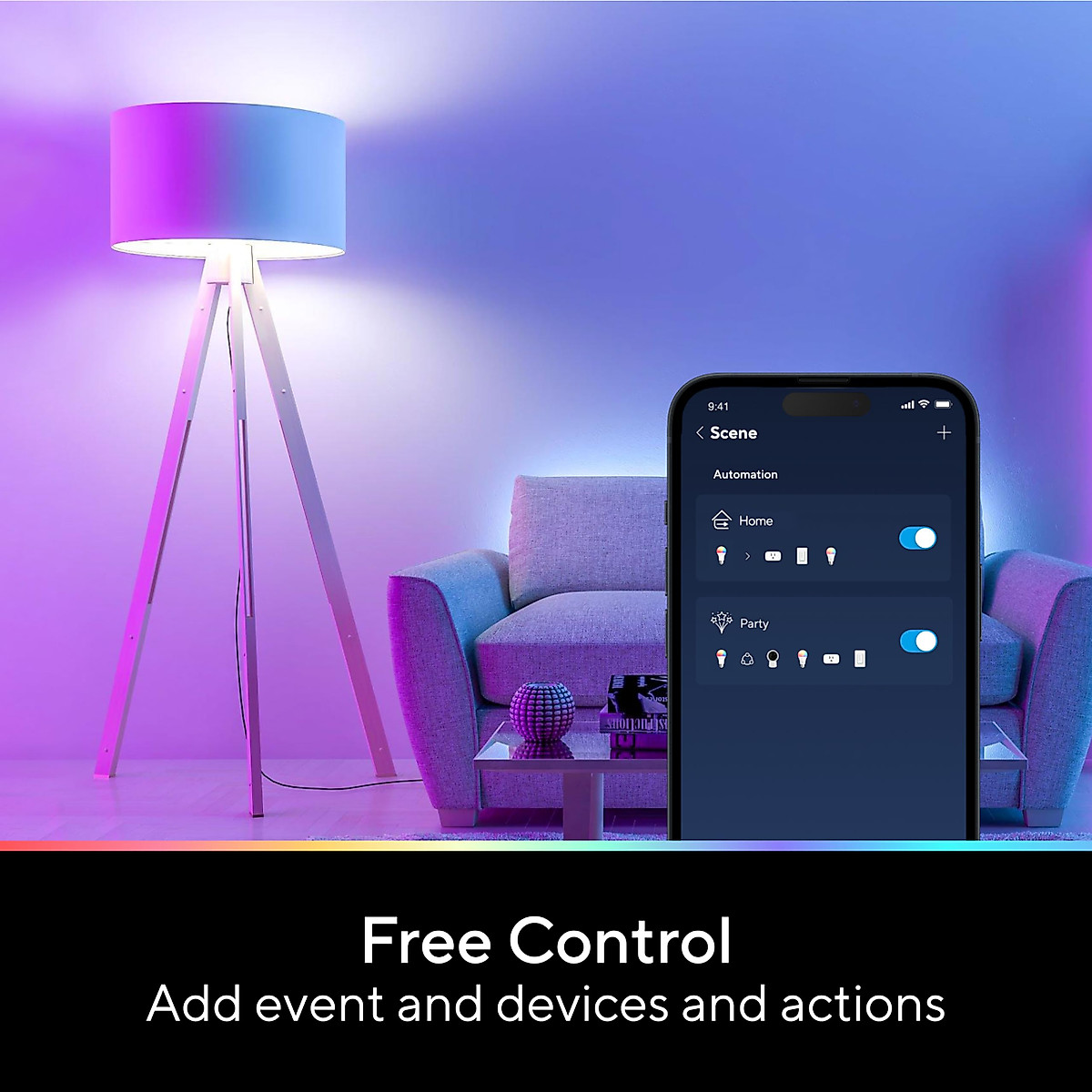 U-tec Smart Light Bulbs, 1100 Lumen, 90+CRI WiFi Mesh & Bluetooth Color Changing A19 Light Bulb, 16 Million DIY Colors RGB Light Bulbs, Work with Alexa, Google Assistant Home App, 2 Pack