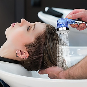 LukLoy Blue Shampoo Bowl Sprayer Head with Filter, 1/4" Nut Shampoo Bowl Hose(Stainless Steel Material) for Portable Salon Sink, 3 Sprayer Modes & High Pressure