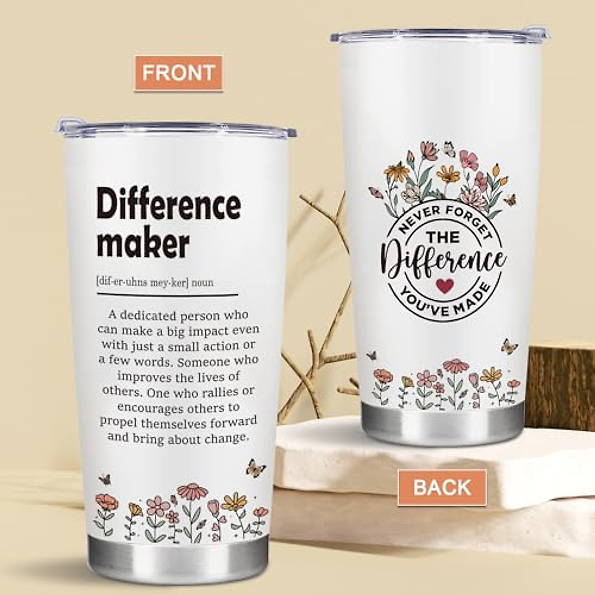 Difference Maker Tumbler & Bag Gifts Set | Office Christmas Gifts for Coworkers, Employees, Teachers, Nurses,Thank You Gifts for Women, Team Work Anniversary, Retirement, Congratulations, Appreciation
