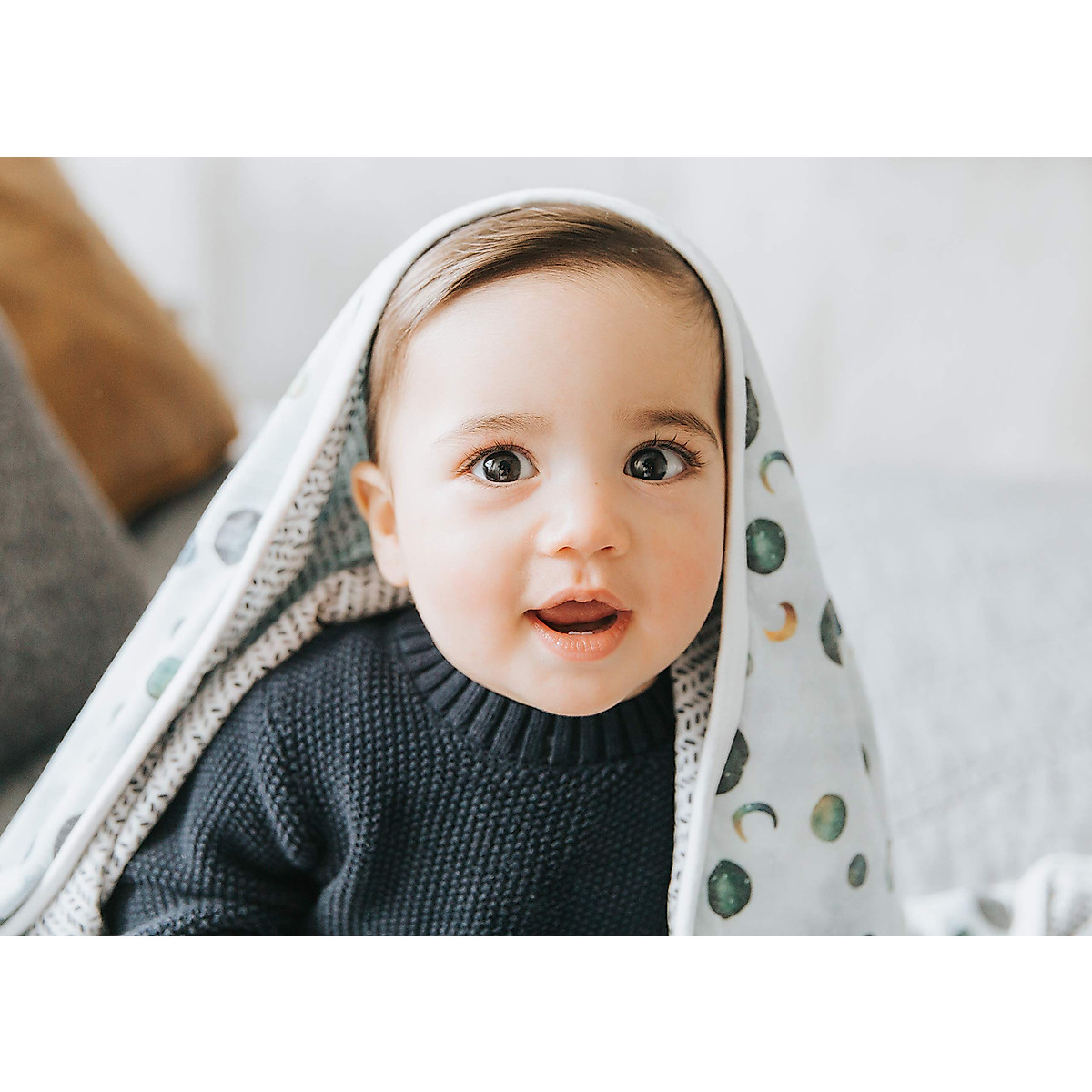 Large Premium Knit Baby 3 Layer Stretchy Quilt Blanket Lunar by Copper Pearl