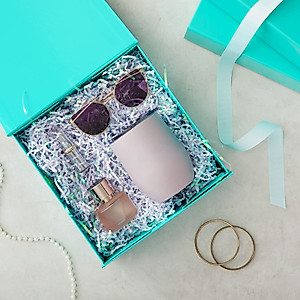 6 Pack Square Magnetic Gift Box with Lid, 10x10x4 Groomsmen and Bridesmaid Boxes for Proposal, Glossy Teal