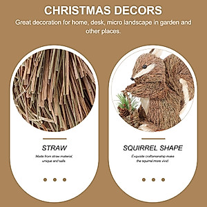 Wakauto Christmas Squirrel Figurine Fake Grass Squirrel Fall Decor Lawn Nativity Animal Ornament Simulation Squirrels Model Statue Outdoor Decor for Holiday Party Supplies